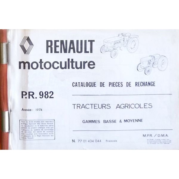 Catalogue de pièces Renault R53, R55, R57, R56, R70, R50, R60, R456 ...