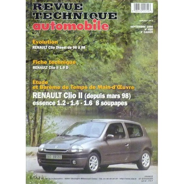 RTA Revue Technique Automobile Renault Clio II essence 1.2, 1.4, 1.6