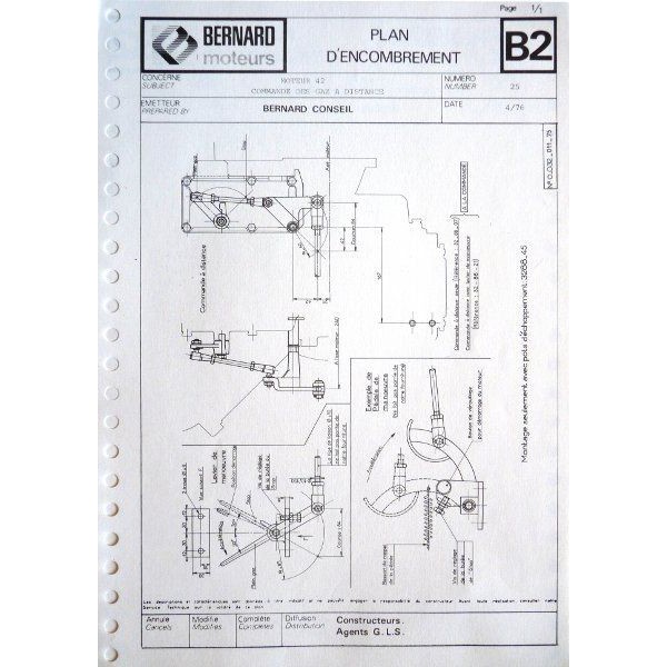 Plans d'encombrement des Bernard Moteurs 110, 110 Ter, 610A, 810